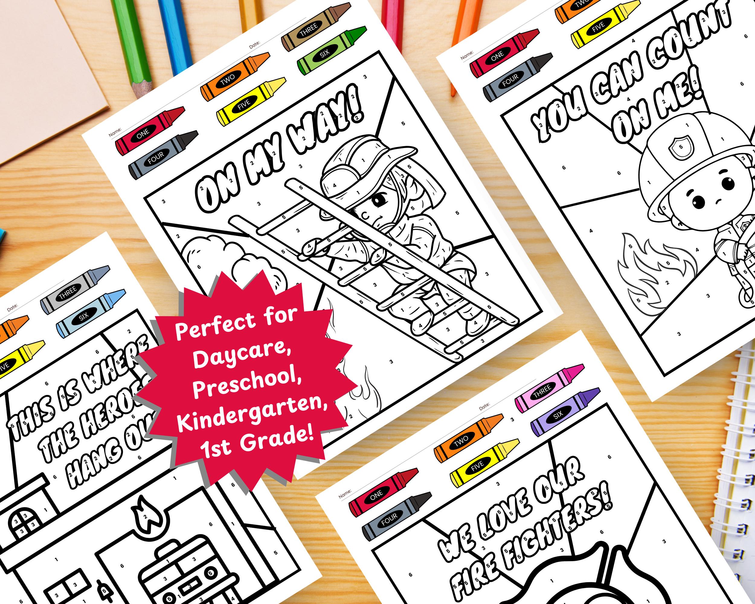 Printable Firefighter Art for Kids | DIY Easy Color-by-number Activity ...