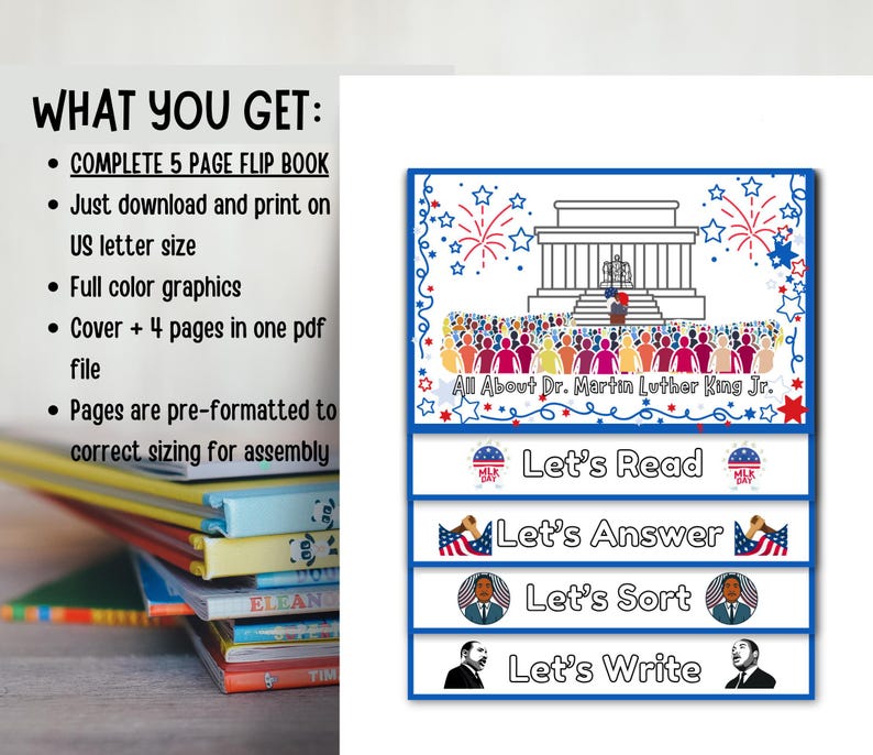 Martin Luther King Jr. Printable Flipbook Craft: Educational Craftivity ...