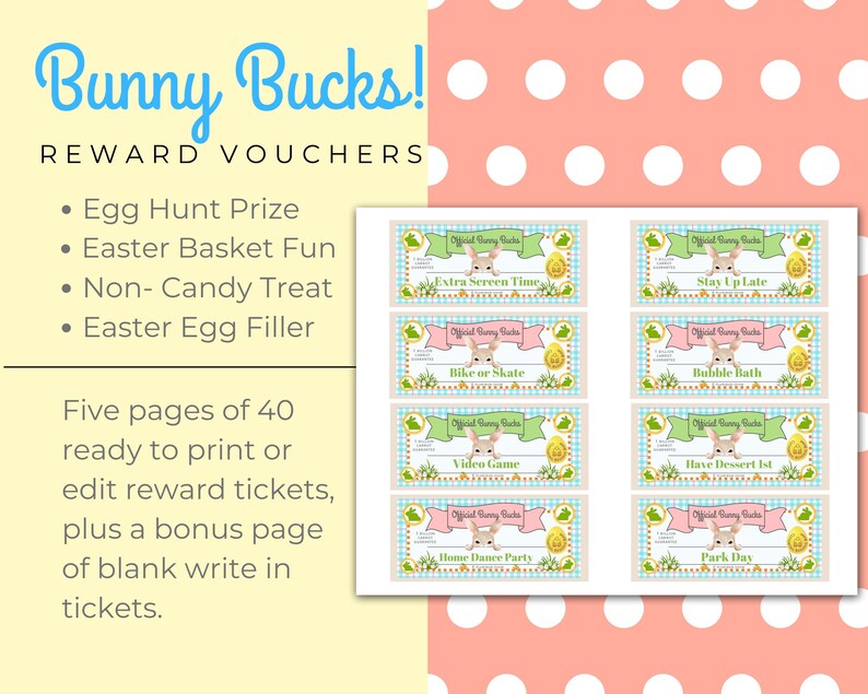 Editable Bunny Bucks Easter Coupons for Kids - Canva Template for ...