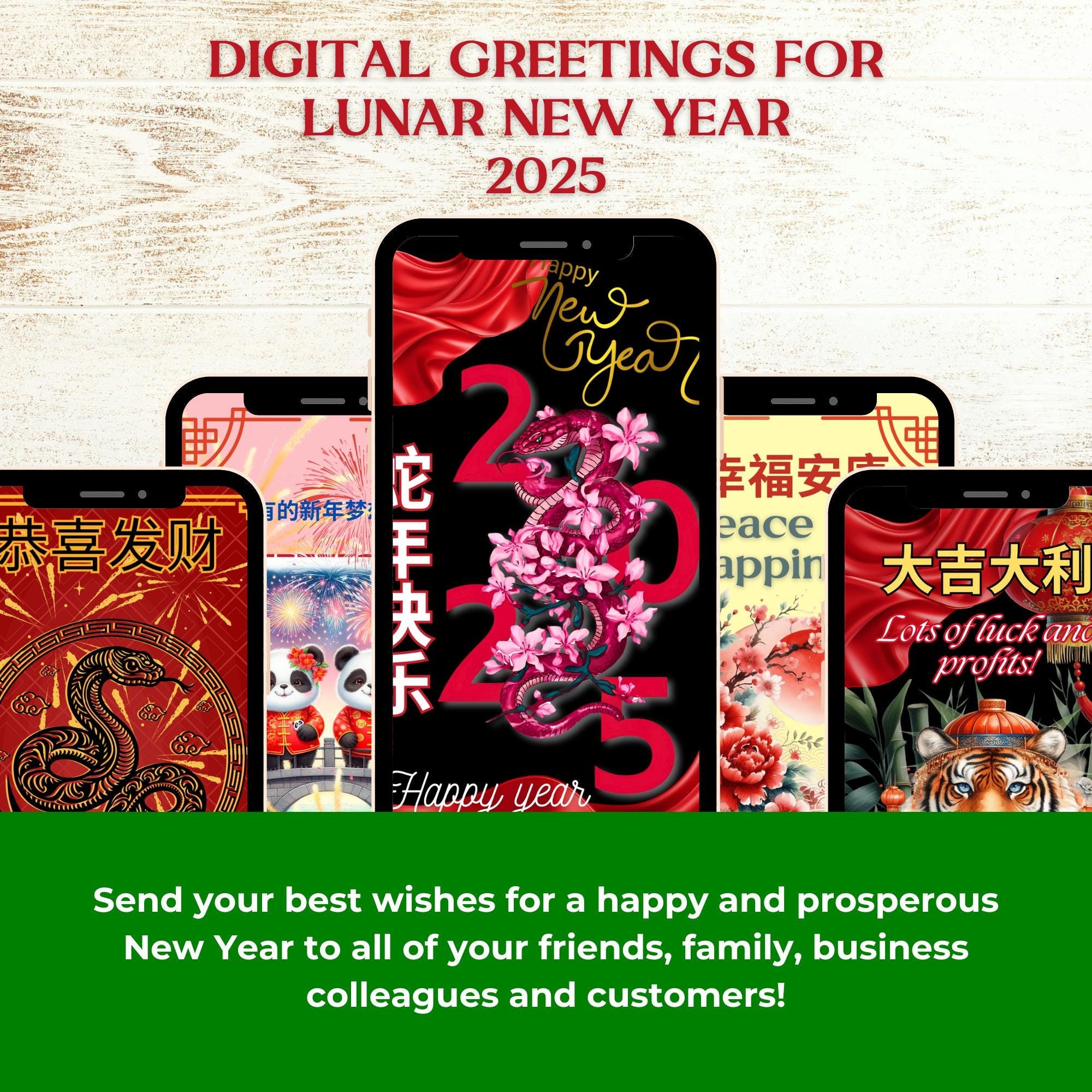 Chinese Lunar New Year 2025 Digital Ecards Bundle - Business | Friends ...