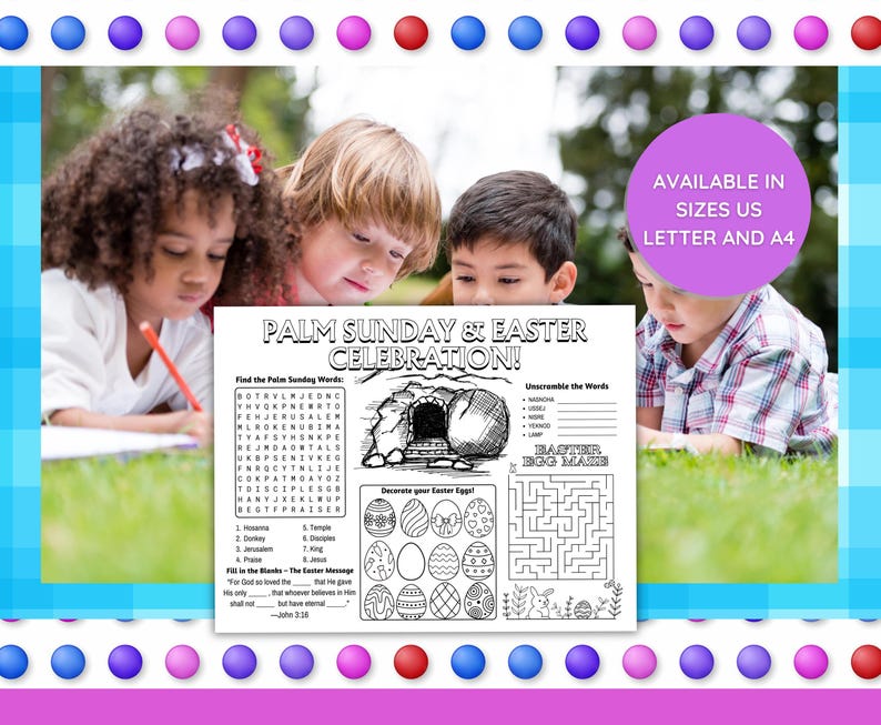 Printable Holy Week Activity Placemats Bundle for Kids - Palm Sunday ...