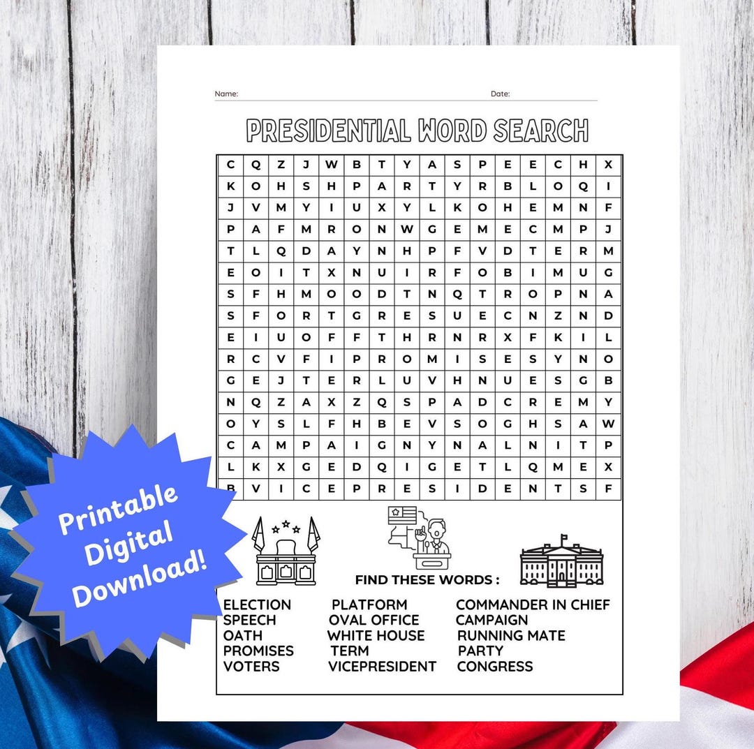 Educational President's Day Word Search Puzzle - Teach USA Presidency ...