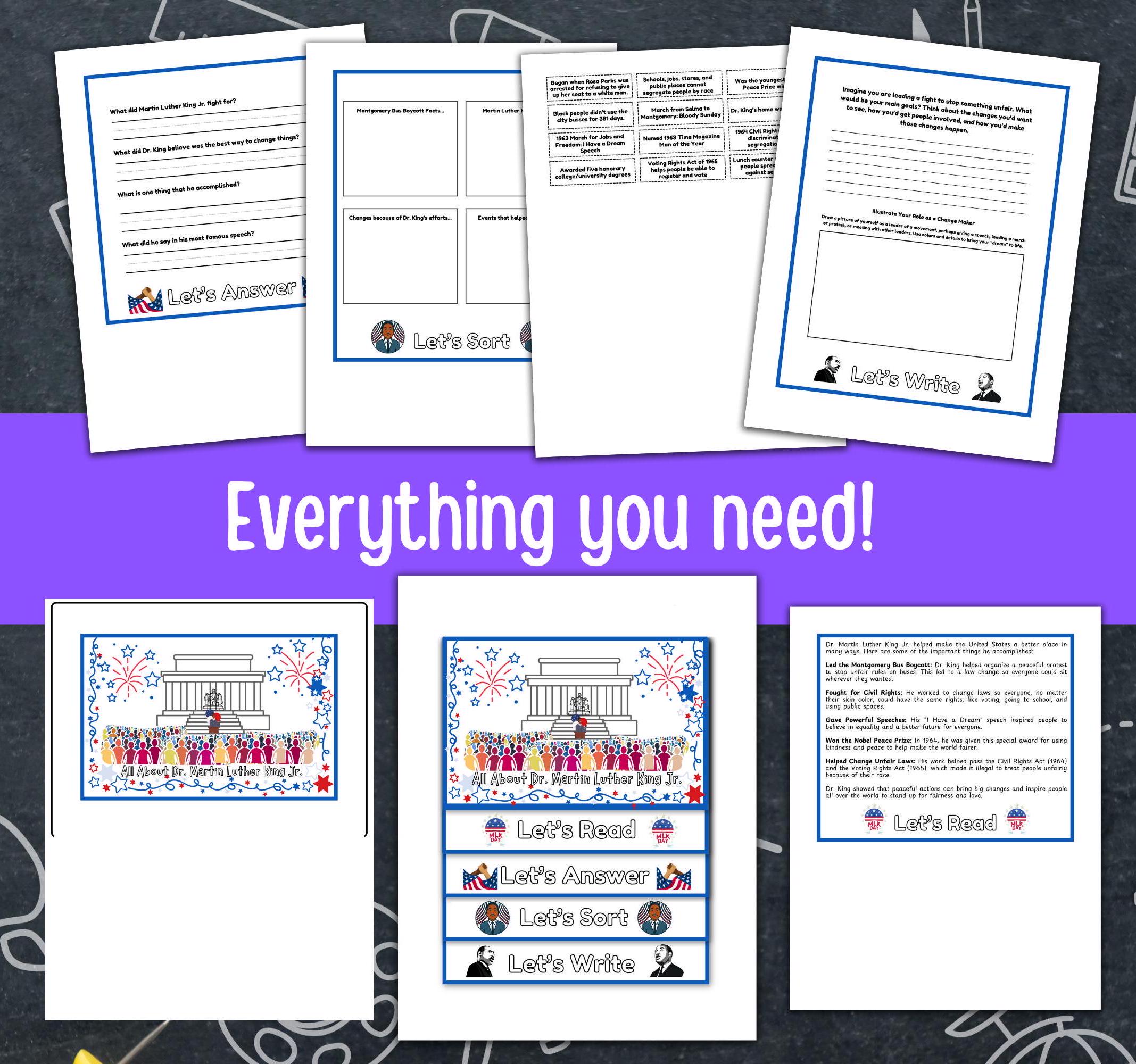 Martin Luther King Jr. Printable Flipbook Craft: Educational Craftivity ...