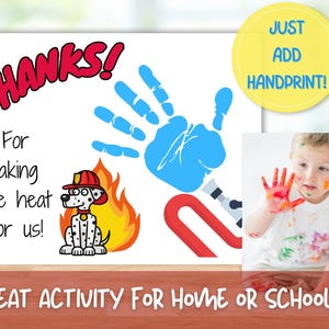 Printable Firefighter Thank You Handprint Gift | Instant Download for ...