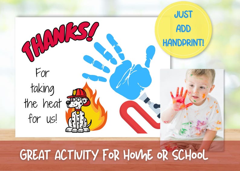 Printable Firefighter Thank You Handprint Gift | Instant Download for ...