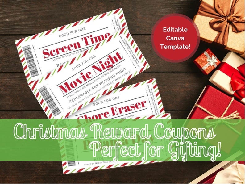 Printable Kid's Christmas Coupons – Fun Gift Ideas! Edit in Canva ...
