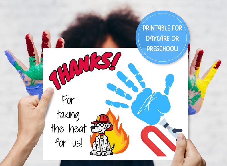 Printable Firefighter Thank You Handprint Gift | Instant Download for ...