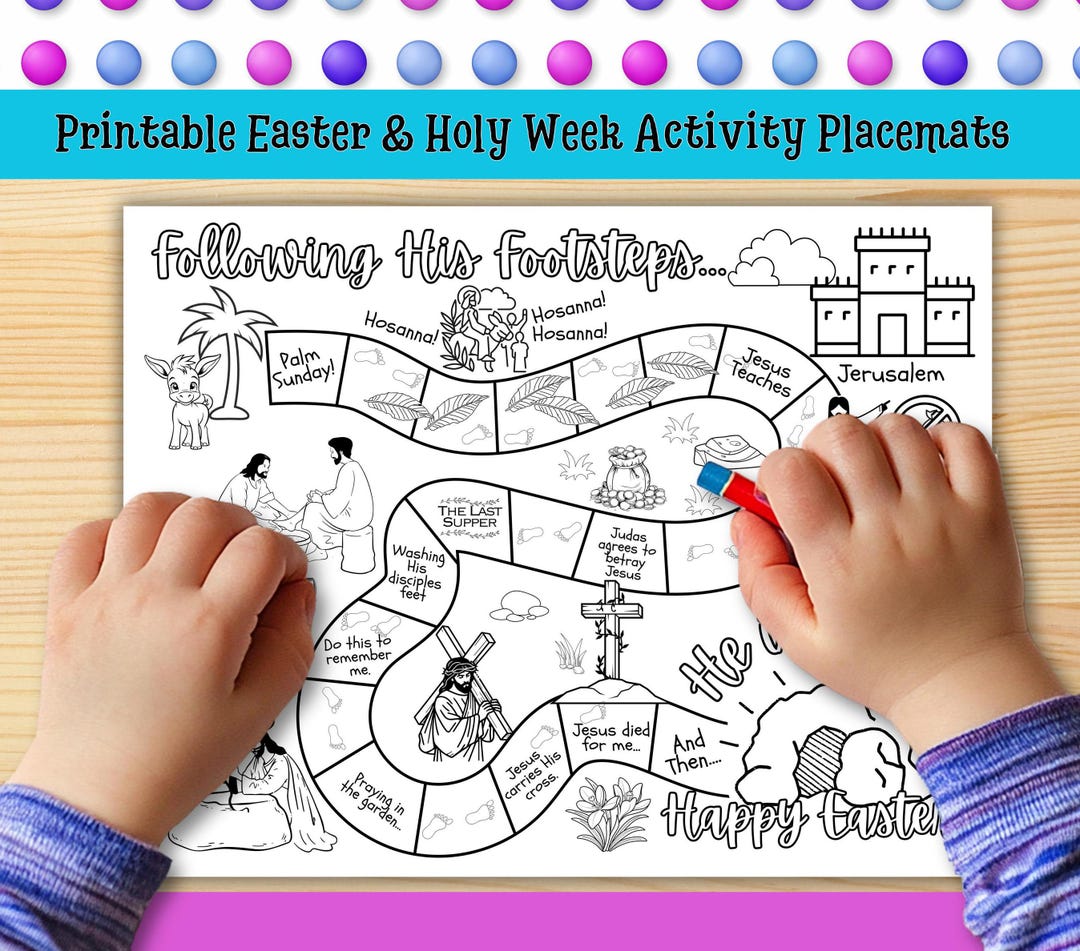 Printable Holy Week Activity Placemats Bundle for Kids - Palm Sunday ...