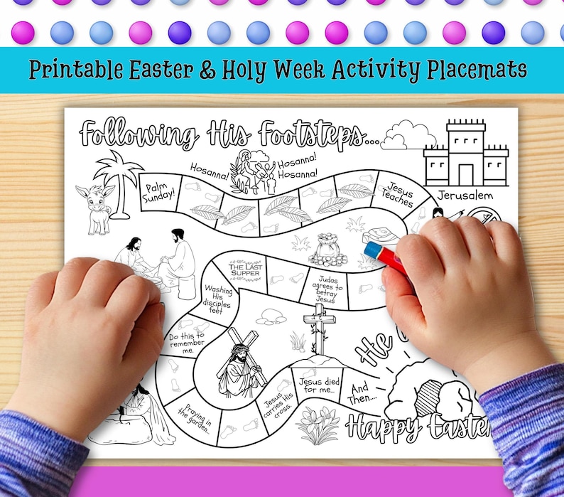 Printable Holy Week Activity Placemats Bundle for Kids - Palm Sunday ...