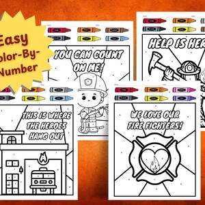 Printable Firefighter Art for Kids | DIY Easy Color-by-number Activity ...