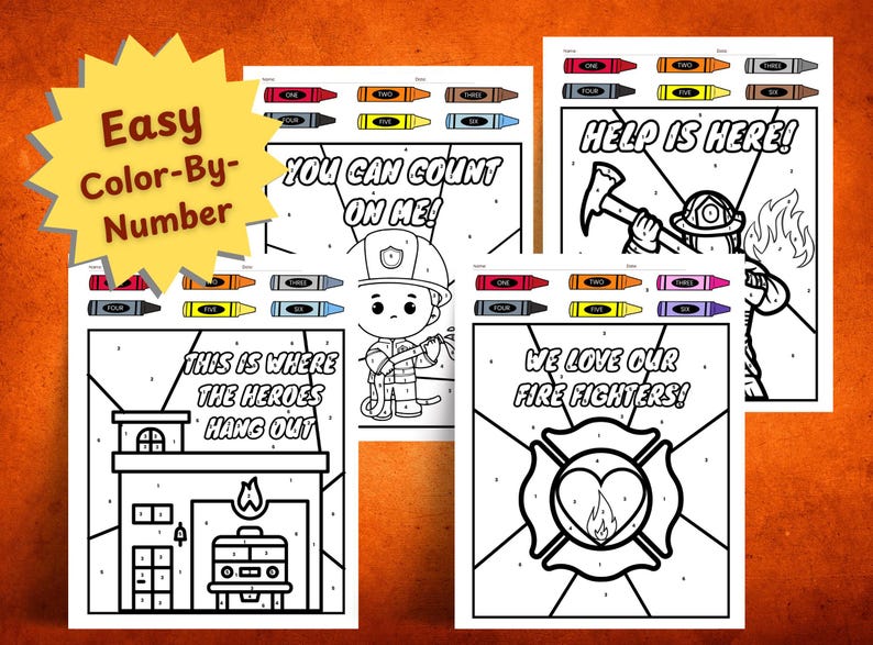 Printable Firefighter Art for Kids | DIY Easy Color-by-number Activity ...