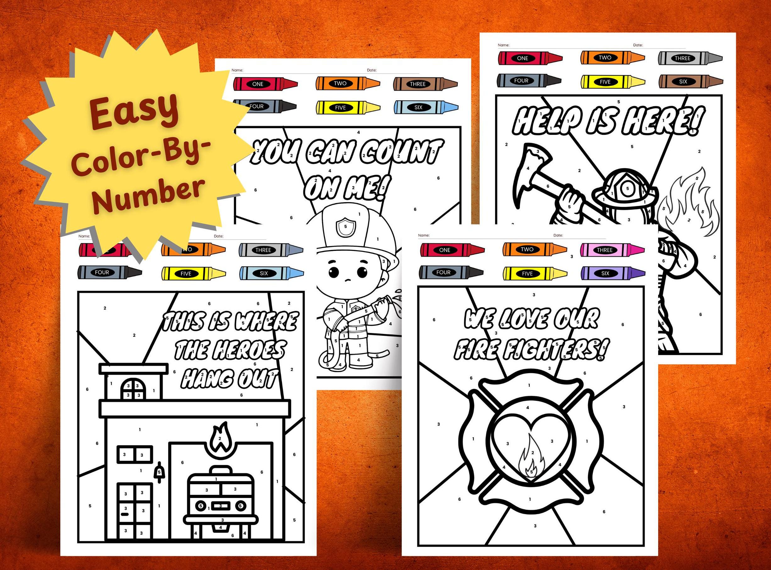 Printable Firefighter Art for Kids | DIY Easy Color-by-number Activity ...