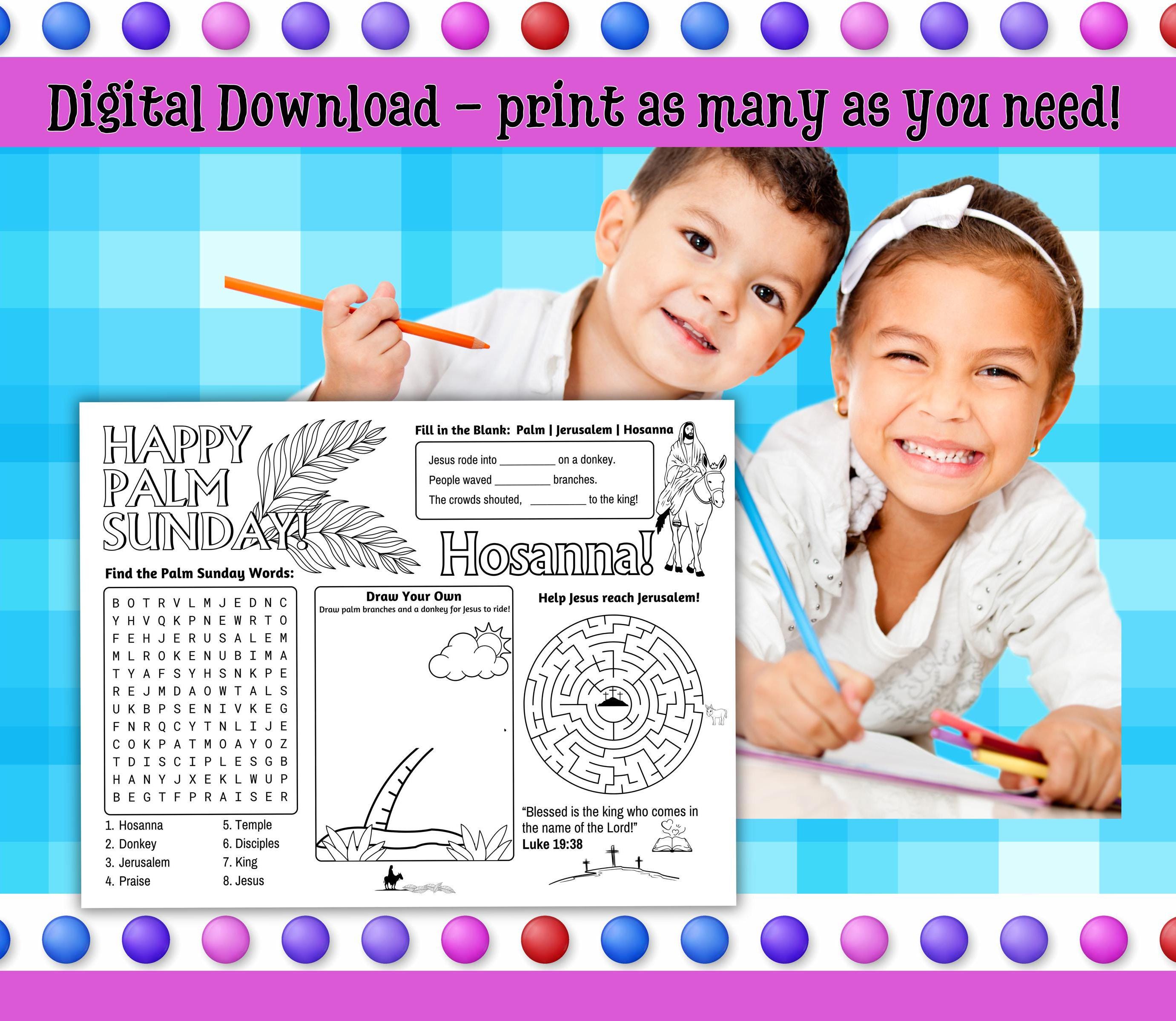 Printable Holy Week Activity Placemats Bundle for Kids - Palm Sunday ...