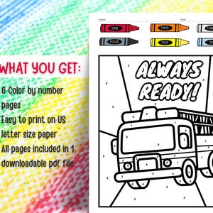 Printable Firefighter Art for Kids | DIY Easy Color-by-number Activity ...