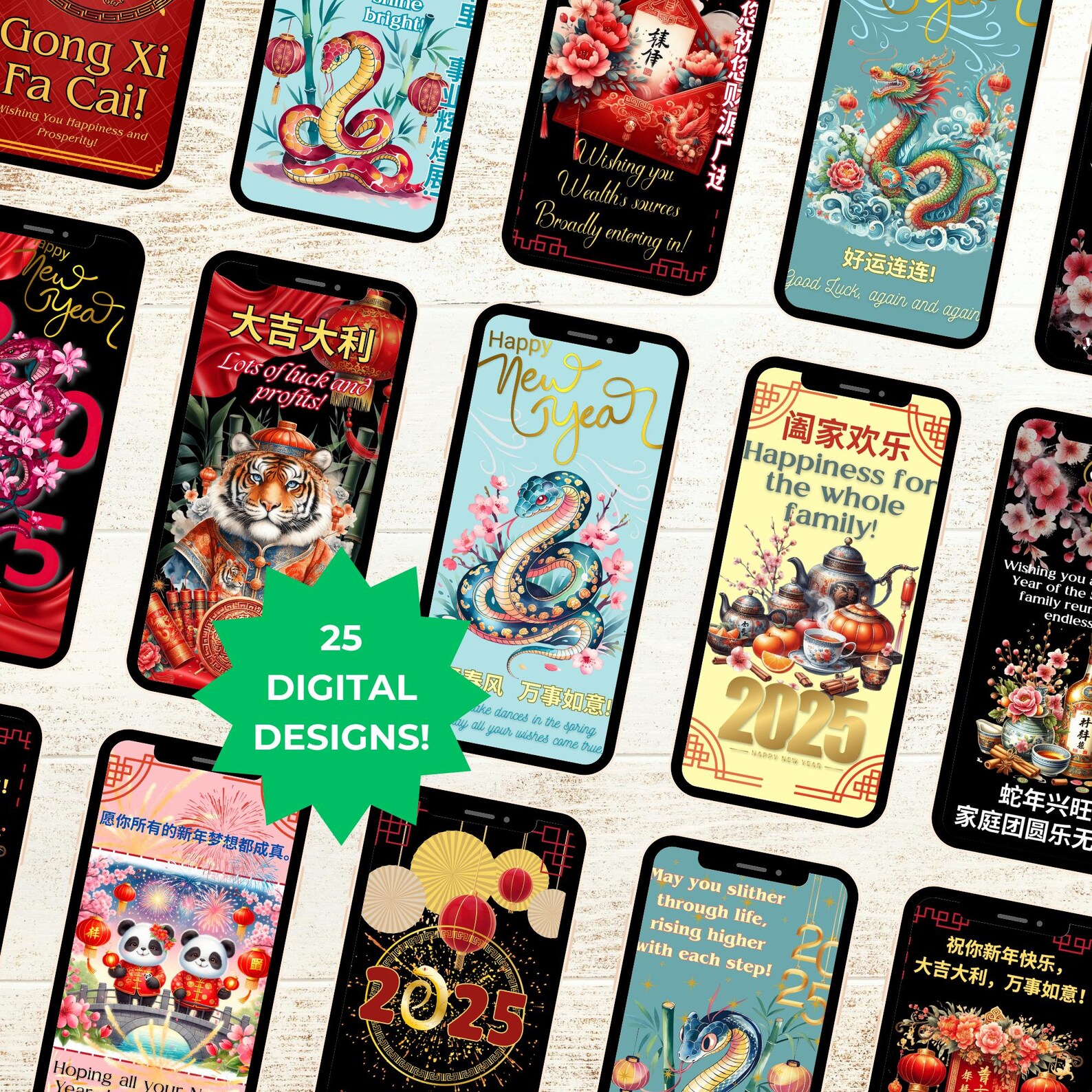 Chinese Lunar New Year 2025 Digital Ecards Bundle - Business | Friends ...