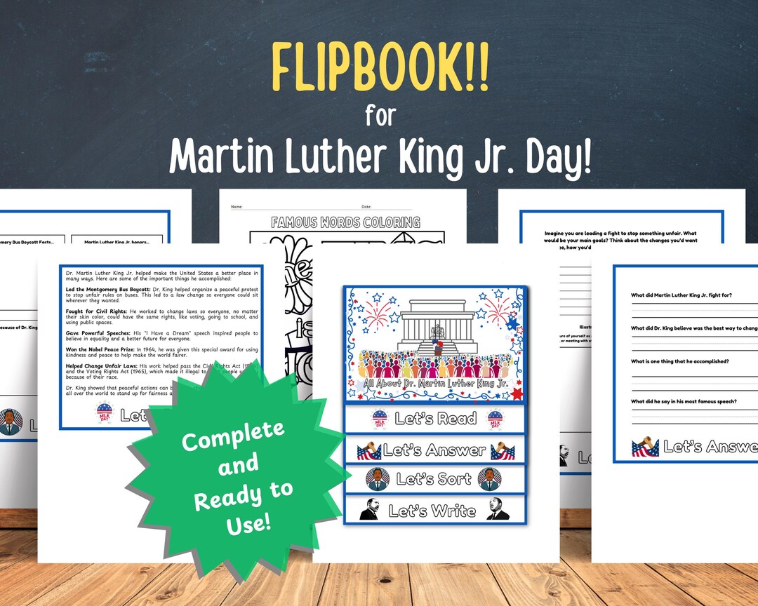 Martin Luther King Jr. Printable Flipbook Craft: Educational Craftivity ...