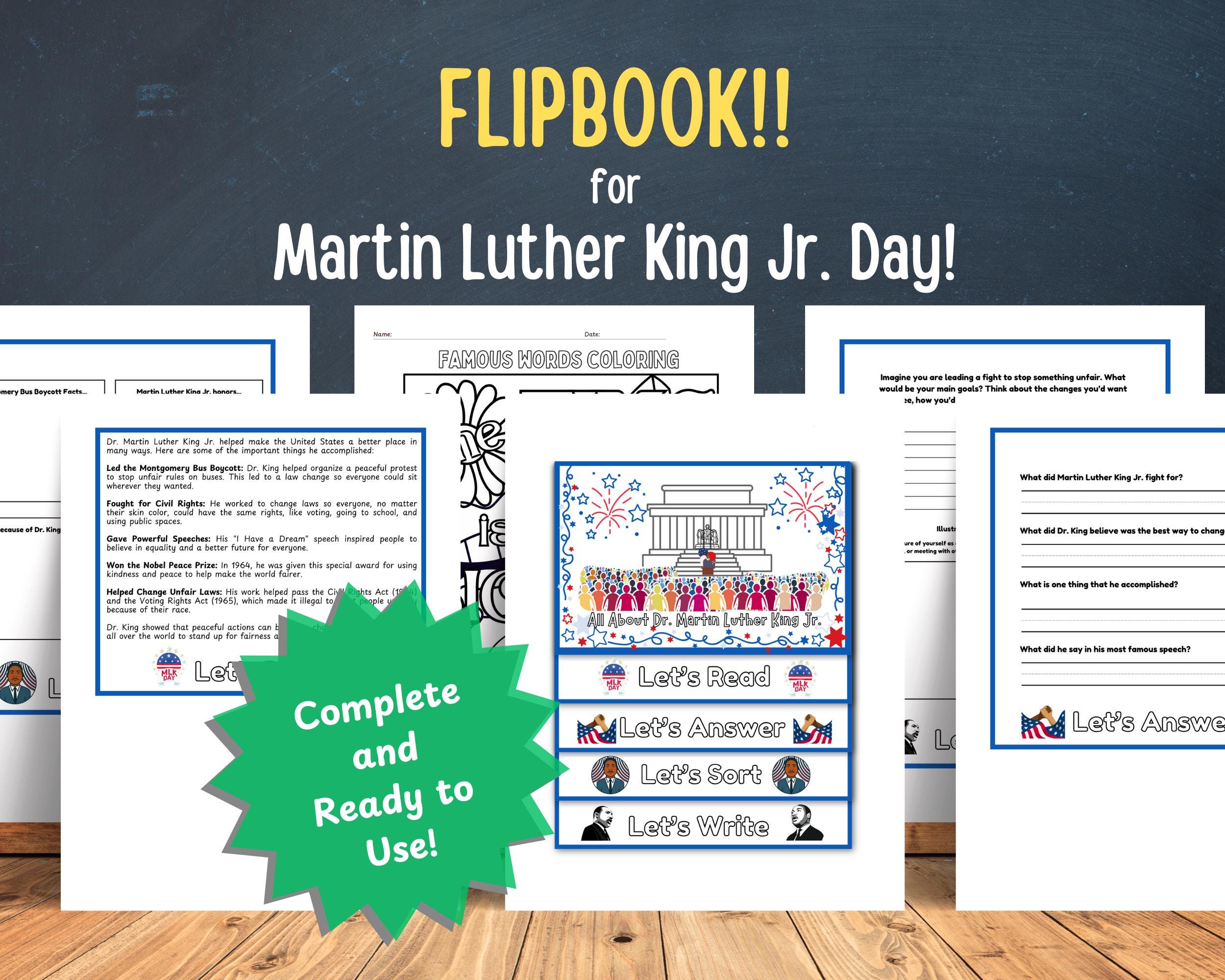 Martin Luther King Jr. Printable Flipbook Craft: Educational Craftivity ...
