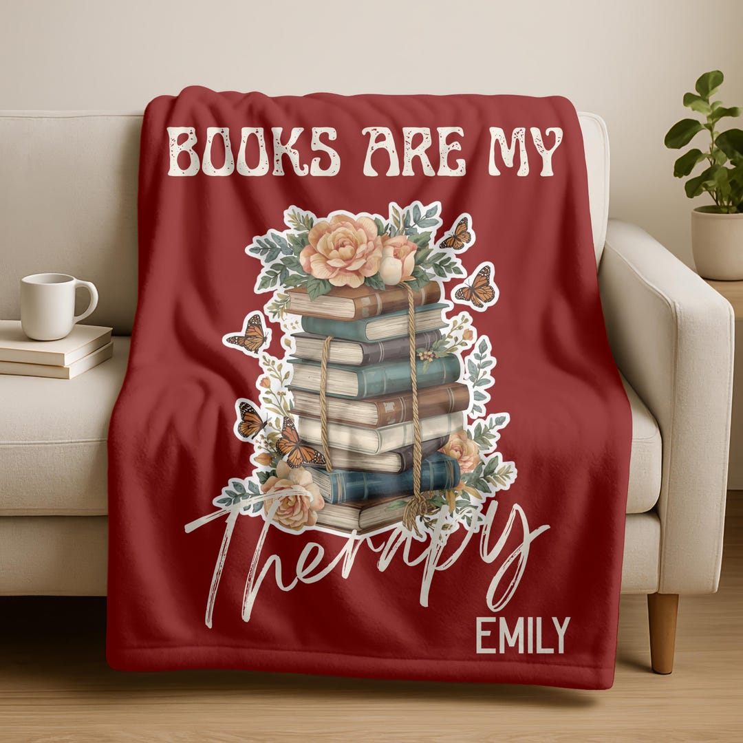 Custom Name Bookish Blanket,personalized Floral Book Blanket With Name ...