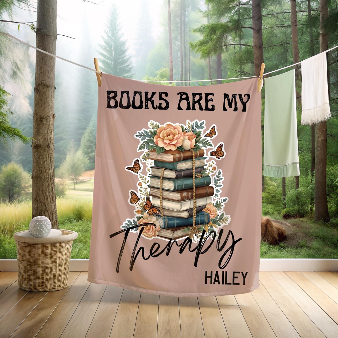 Custom Name Bookish Blanket,personalized Floral Book Blanket With Name ...