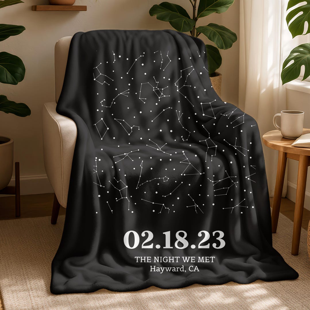 Custom Star Sky Map by Date Blanket,custom Anniversary Throw With ...