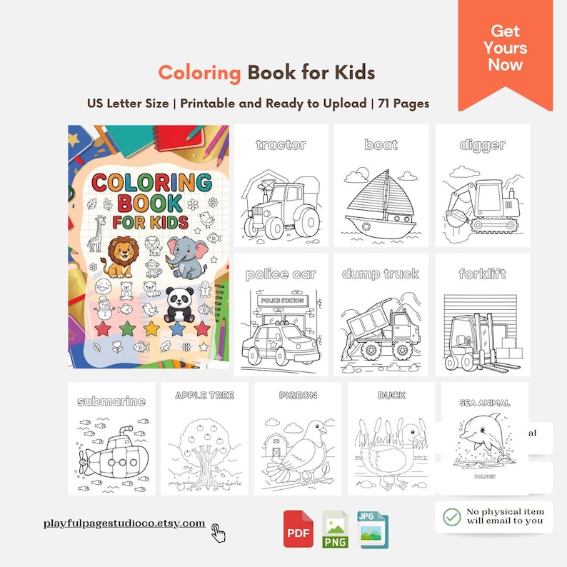 Printable Coloring Pages for Kids, Preschool Coloring Book PDF, Toddler ...
