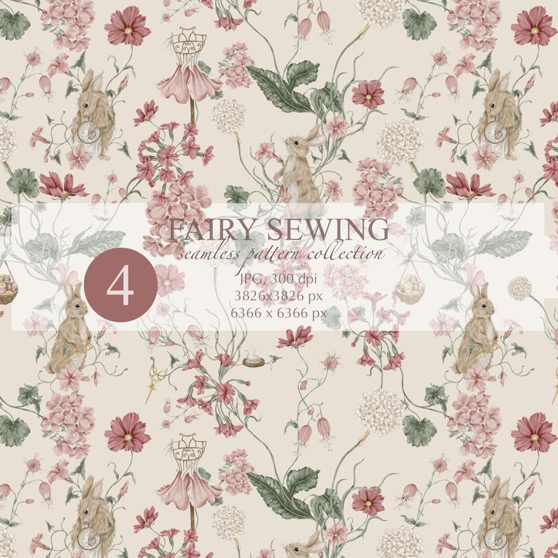 Seamless Rabbit Pattern, Cute Bunny Patterns, Kids Digital Paper ...