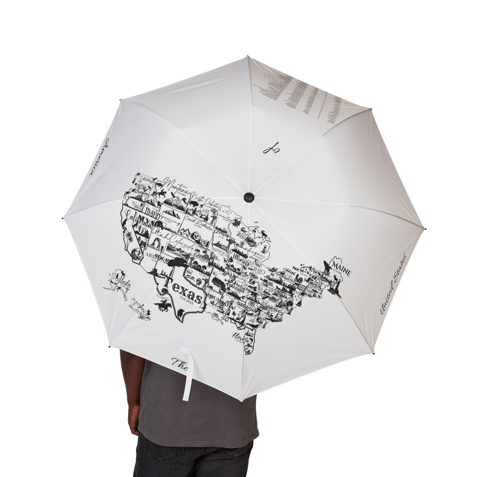 The United States of America #3 Map Foldable Semi-automatic Umbrella ...