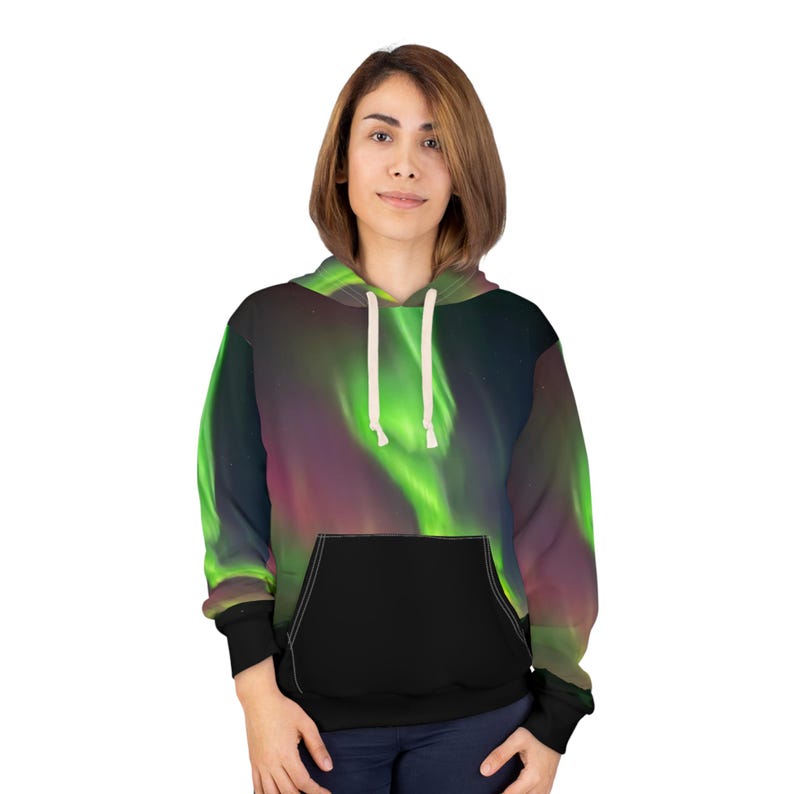 Northern Lights Unisex Pullover Hoodie, Iceland Aurora Borealis Sweatshirt, Winter Sky Hoodie ...