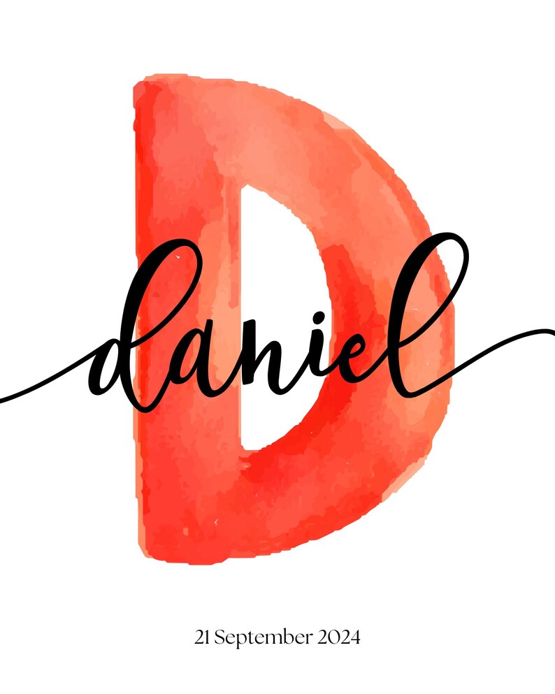 Personalized Name Art - Watercolor Initial & Name Print | Custom Baby ...