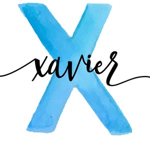 Personalized Name Art - Watercolor Initial & Name Print | Custom Baby ...