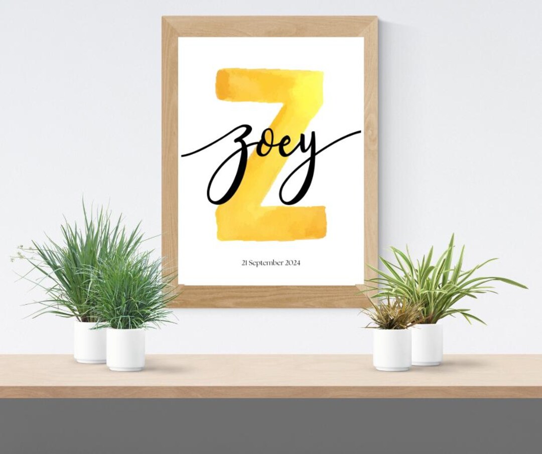 Personalized Name Art - Watercolor Initial & Name Print | Custom Baby ...