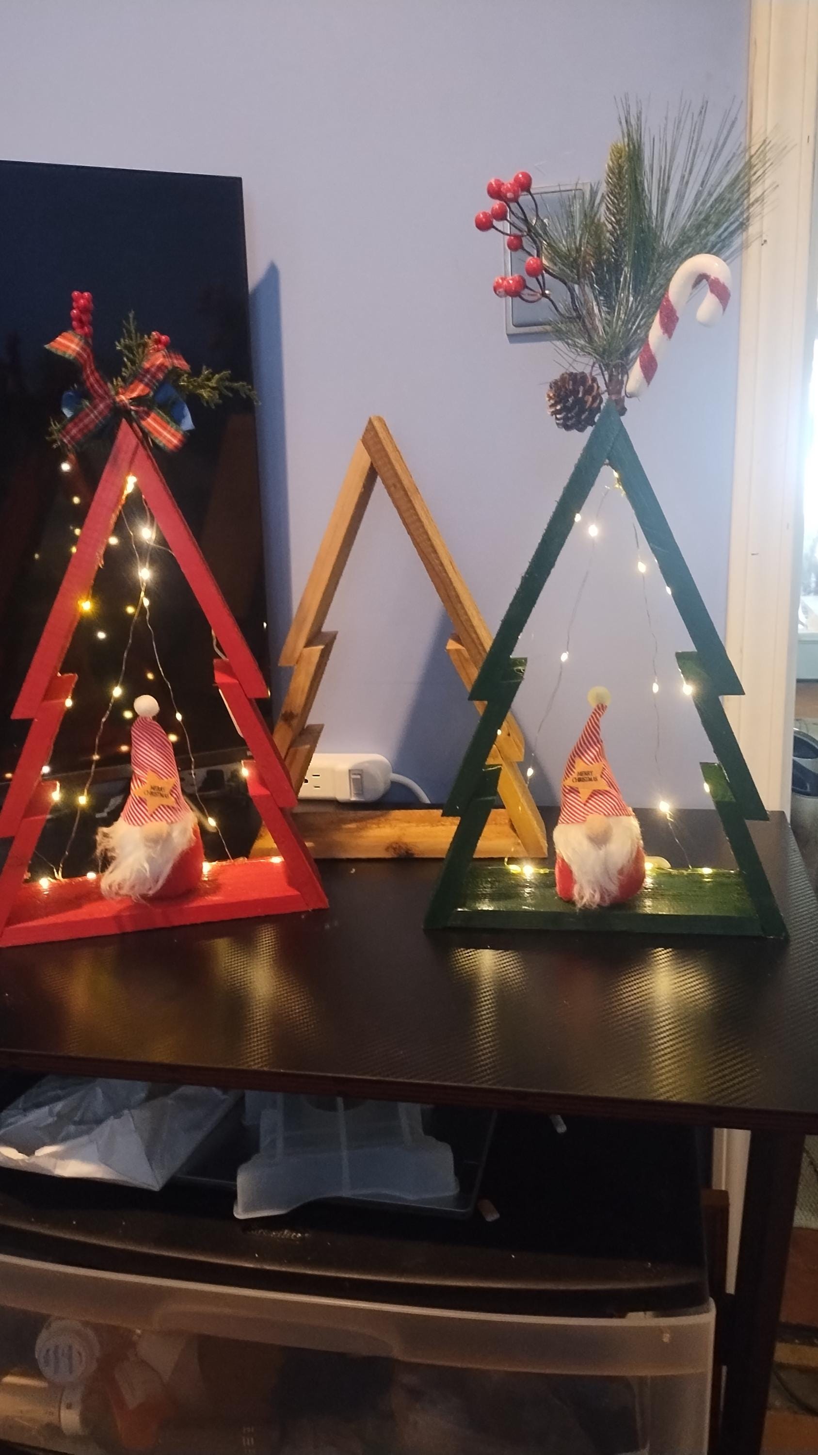 Handcrafted Wooden Christmas Trees W/ Lights - Etsy