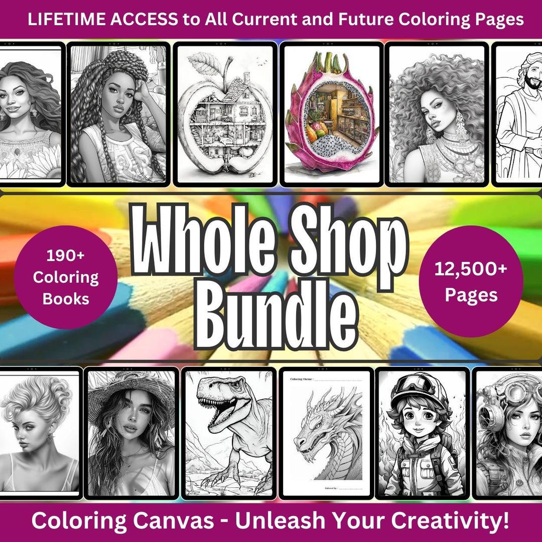 12,500+ Coloring Pages for Kids and Adults, Whole Shop Bundle, Mega ...