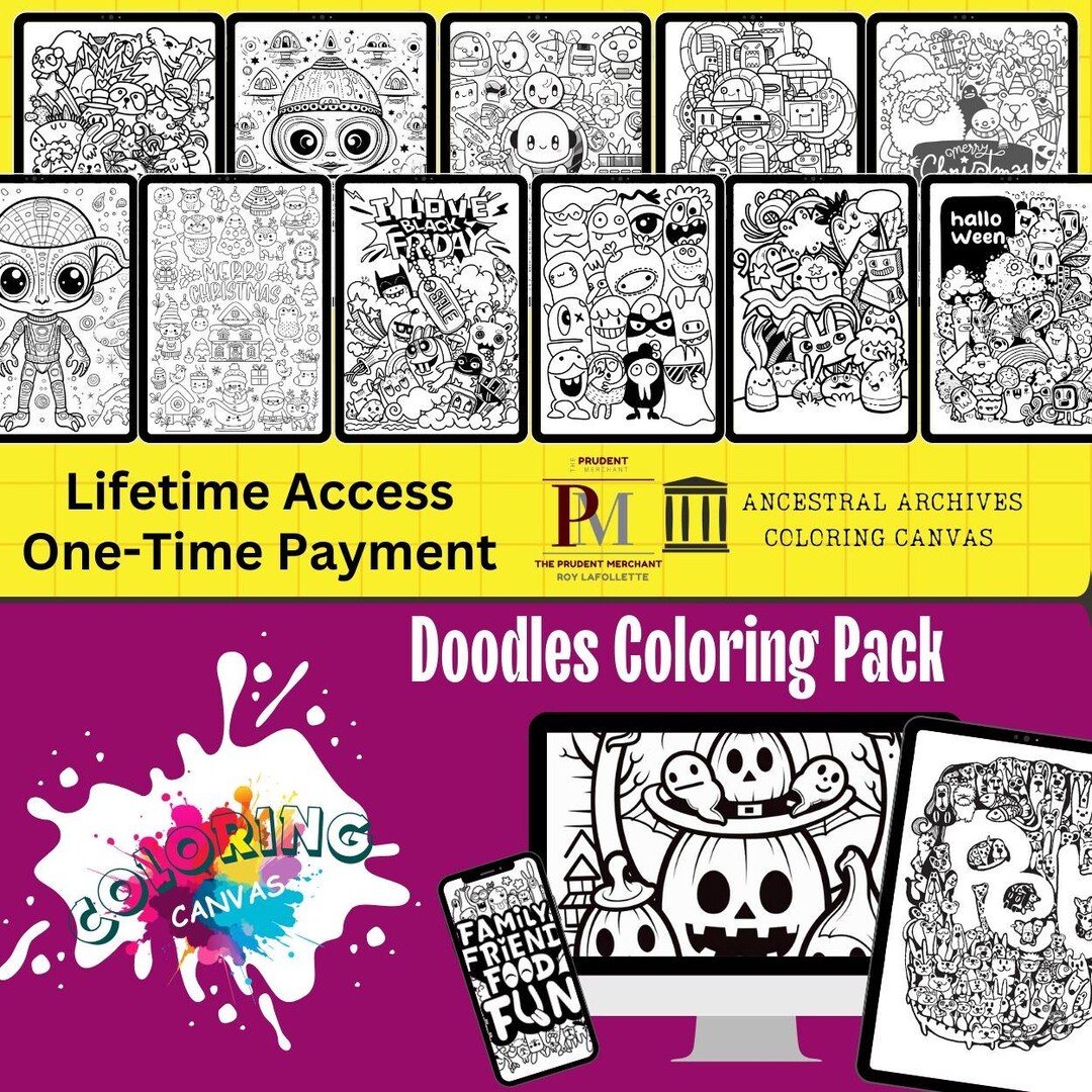 Doodles Coloring Pack: 350 Editable Printable Coloring Pages High ...