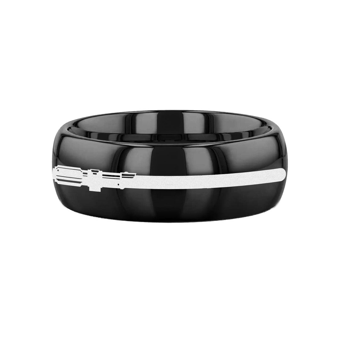 Starship Wedding Ring, Engraved Space Saber Movie Ring, Falcon Saber ...