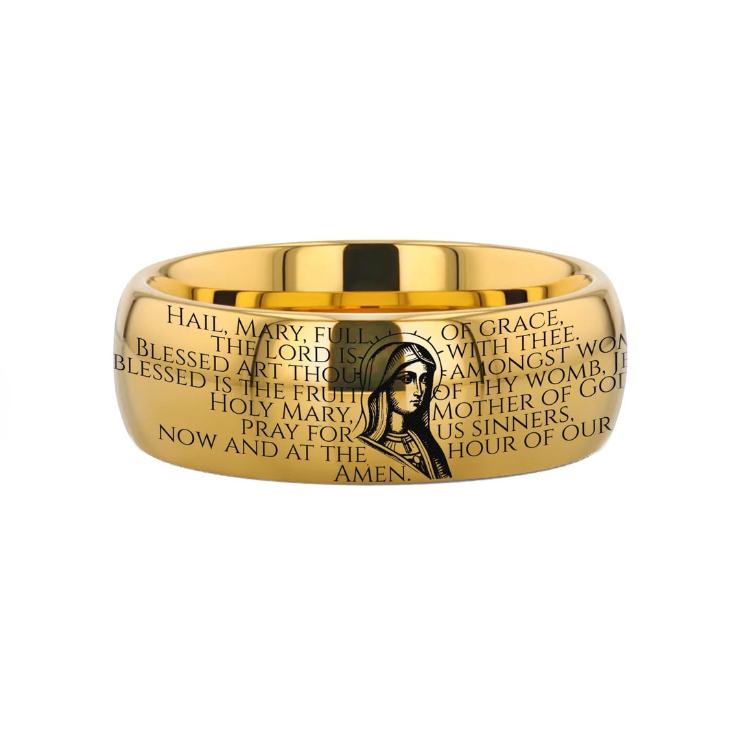 Religious Wedding Band, Rosary Prayer Wedding Band, Holy Mary Mother of ...