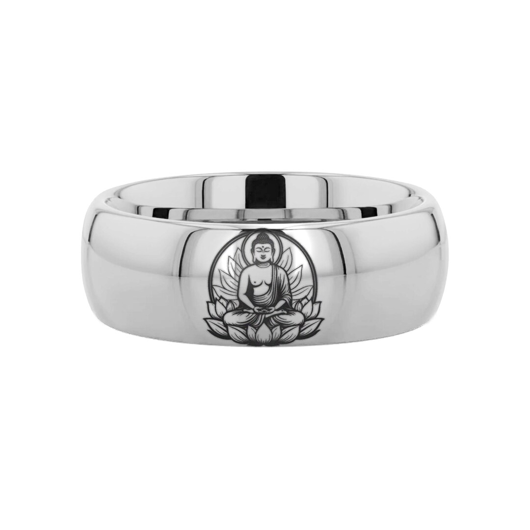 Buddhist Symbol Wedding Band, Buddha Ring, Religious Buddha Ring, Zen ...