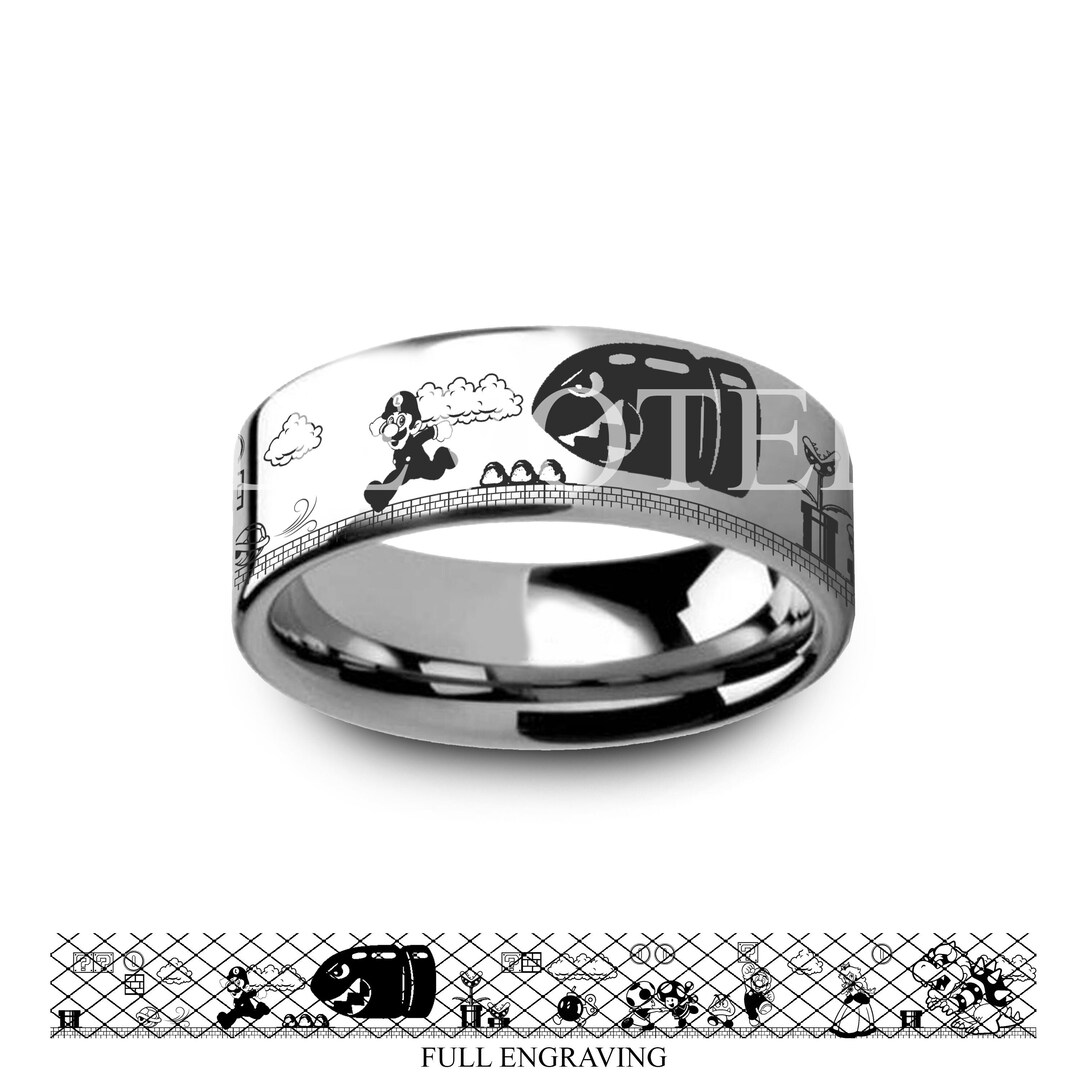 Mario Wedding Band, Mario Ring, Retro Gamer Mushroom Ring, Gamer ...