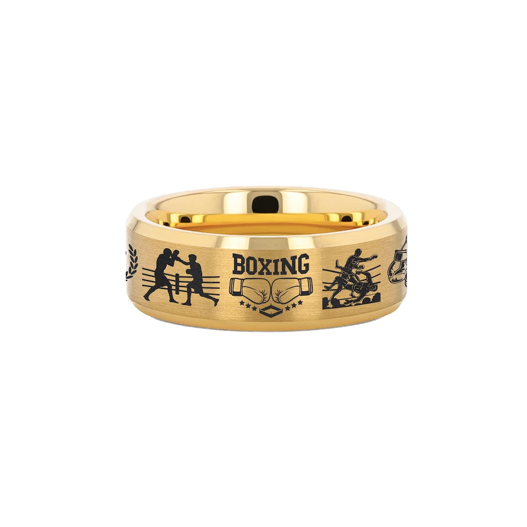 Sports Boxing Ring, Kickboxing Wedding Band, Engraved Martial Arts ...