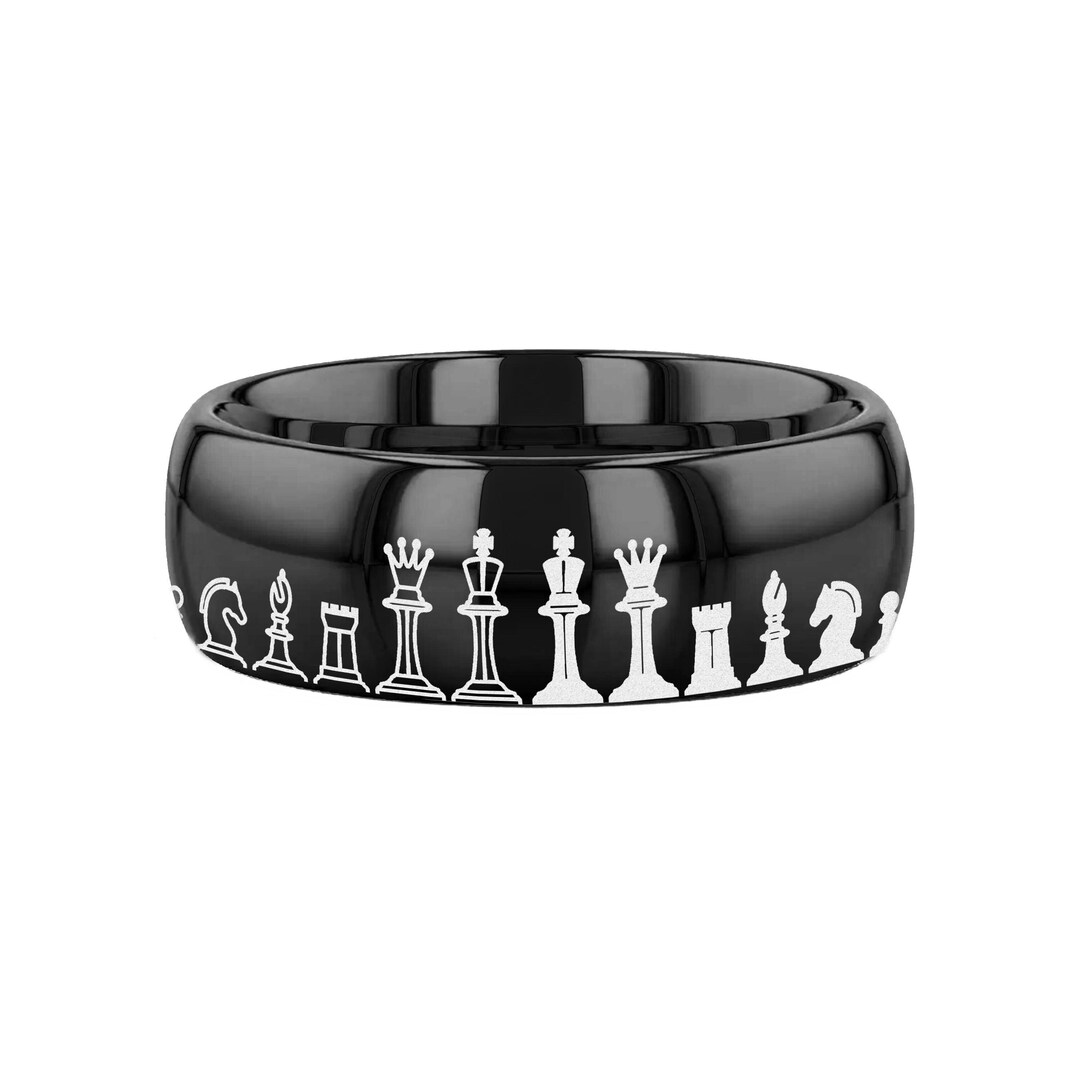 Spider Symbol Polished Wedding Band, Domed Black Ring, Tarantula Spider ...