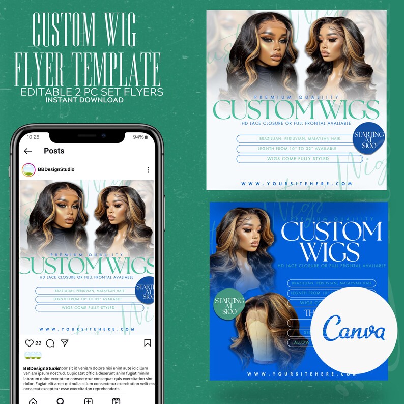 Custom Wig Flyer, Custom Wig Template, Canva Template, DIY Template ...