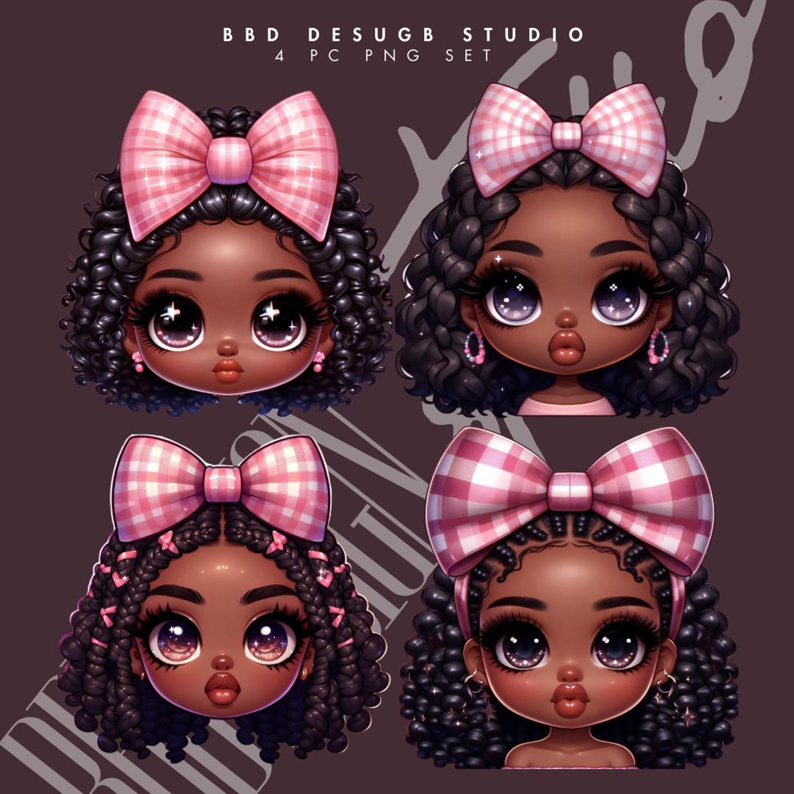 Black Girl Clip Art, Black Girl PNG, Chibi Girl, Black Girl Craft Art ...