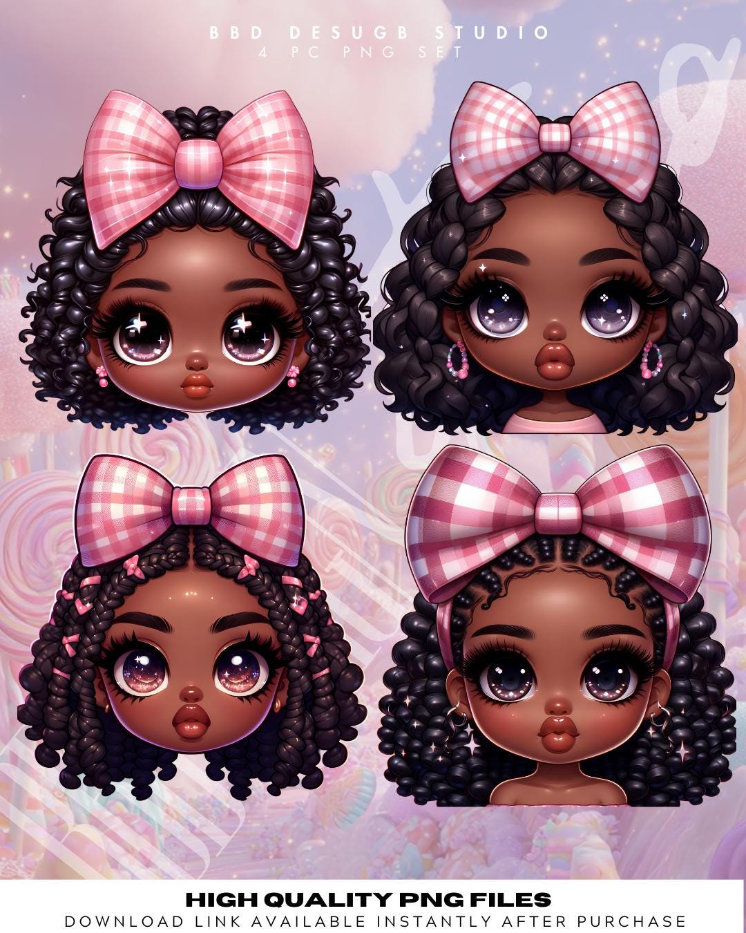 Black Girl Clip Art, Black Girl PNG, Chibi Girl, Black Girl Craft Art ...