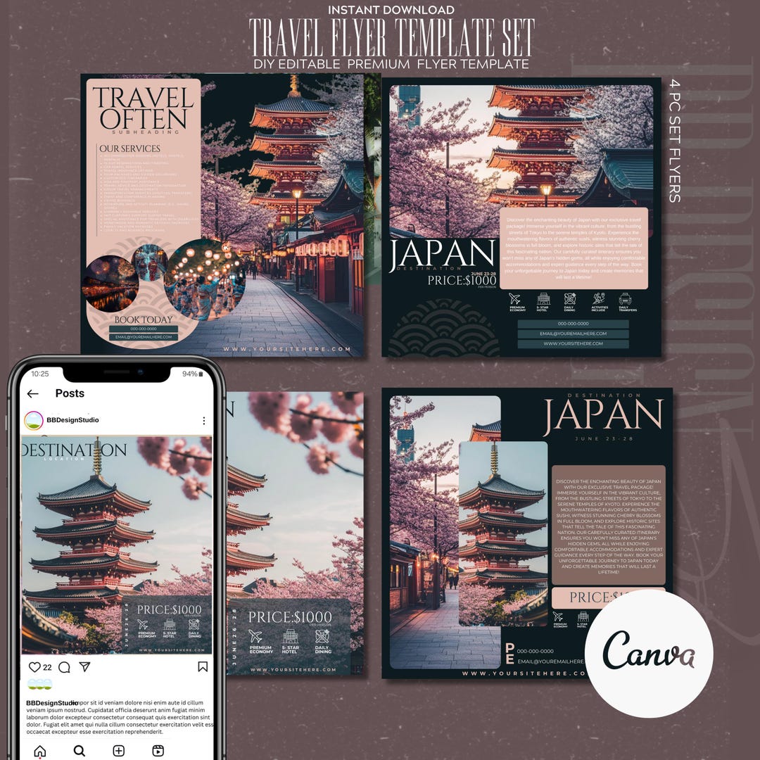 Travel Agent Templates, Travel Agency Flyers, Canva Templates, Travel ...