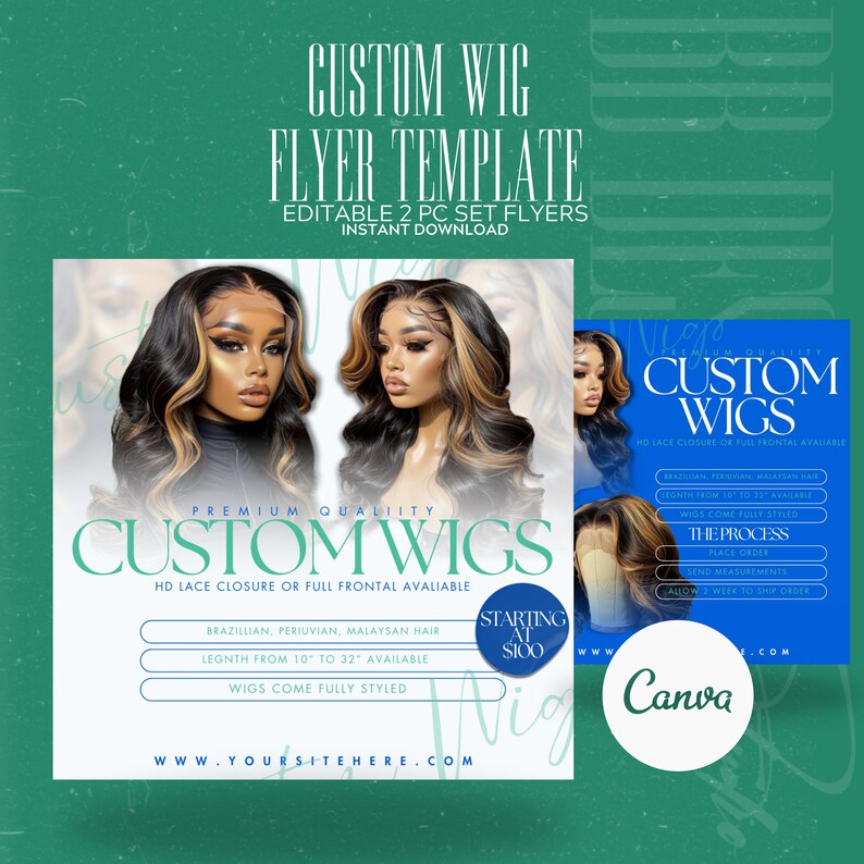 Custom Wig Flyer, Custom Wig Template, Canva Template, DIY Template ...