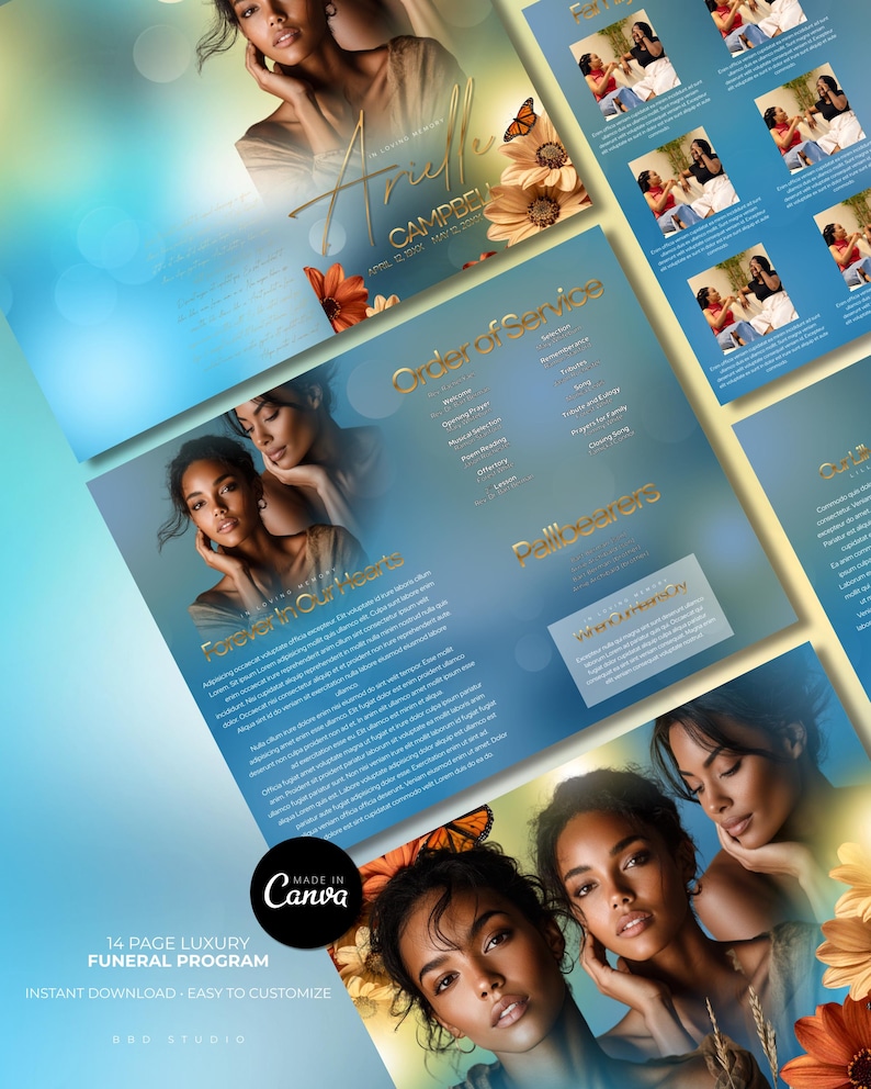 Editable Funeral Program Template, Memorial Service Program, Obituary ...