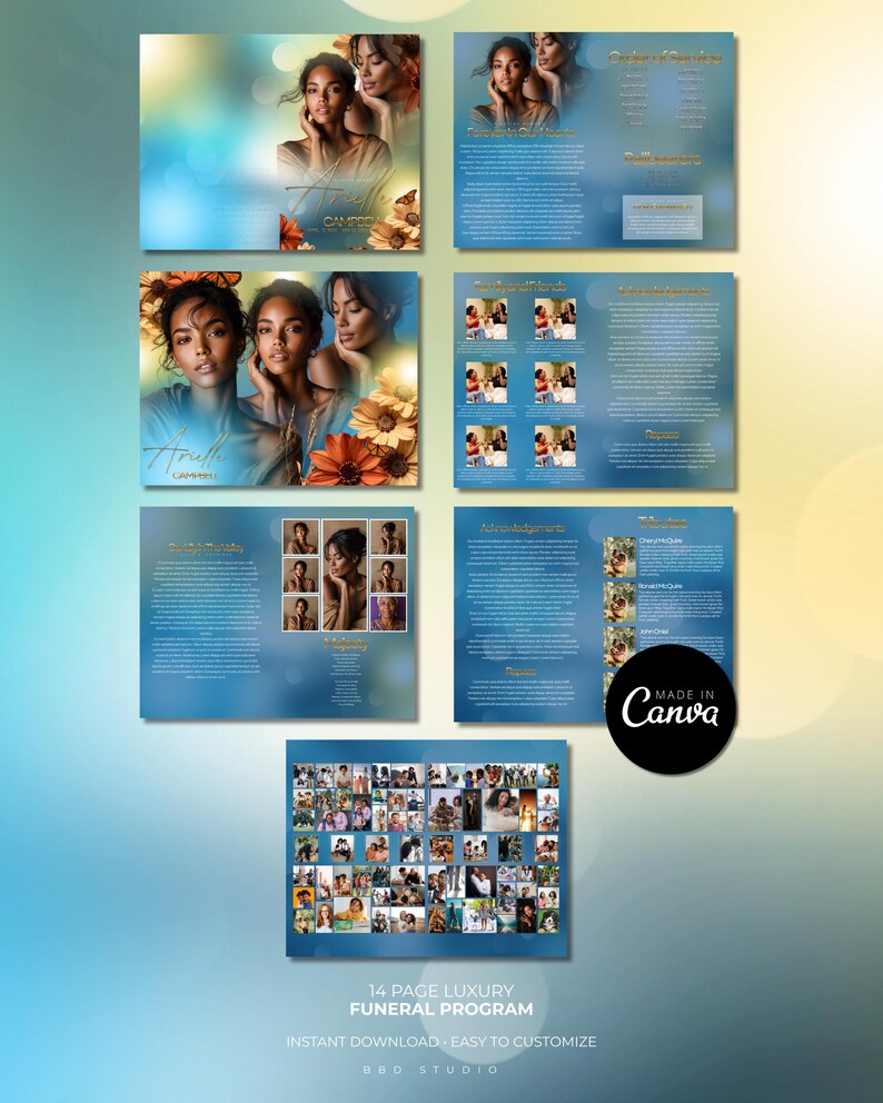 Editable Funeral Program Template, Memorial Service Program, Obituary ...