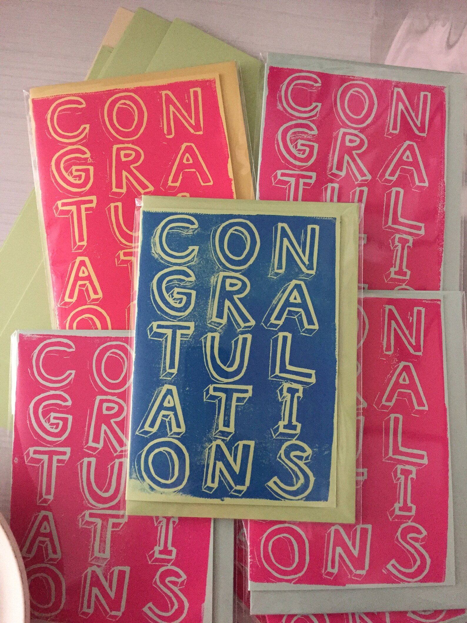Congratulations Handprinted Linocut Card - Etsy