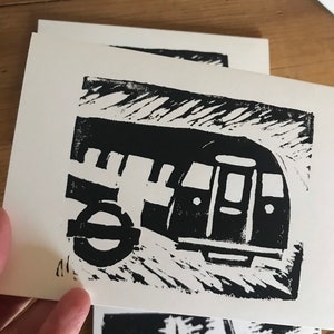 London Landmarks: Transport Set- Handprinted Linoprint Card Set (3 ...