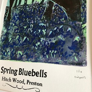 Spring Bluebells Lino and Letterpress Print - Etsy